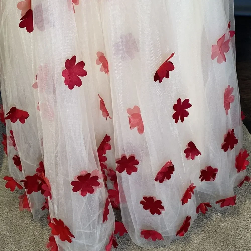 Dresses | Womens 2 Piece Promparty Dress Halter Neck With Red Flower ...